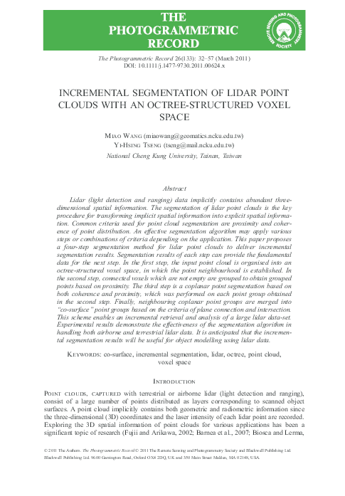 Pdf Incremental Segmentation Of Lidar Point Clouds With An Octree