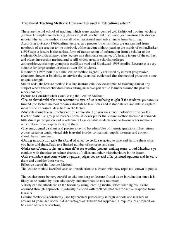 (DOC) Traditional Teaching Methods