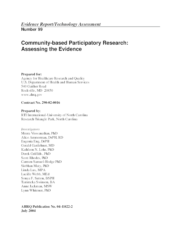 (PDF) Evidence Report/Technology Assessment Community-based ...