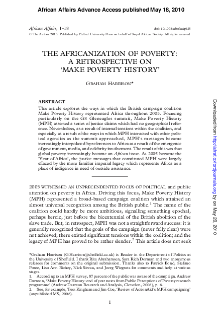 (PDF) THE AFRICANIZATION OF POVERTY: A RETROSPECTIVE ON 'MAKE POVERTY ...