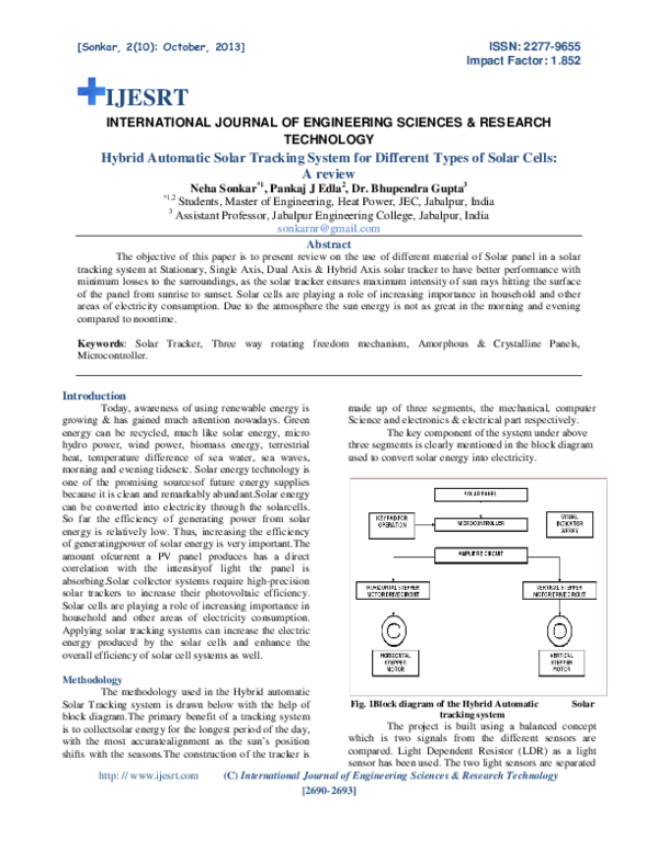 (PDF) Hybrid Automatic Solar Tracking System for Different Types of ...