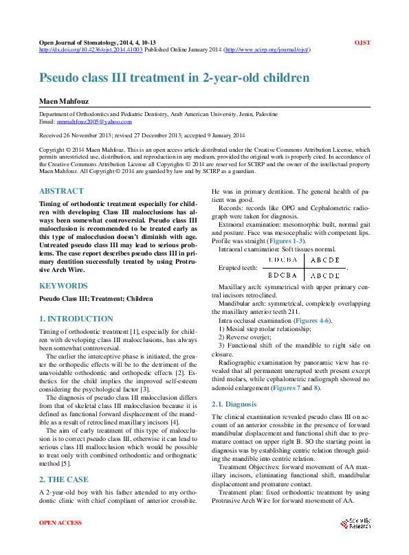 (PDF) Pseudo Class III In 2 Year- Old Children