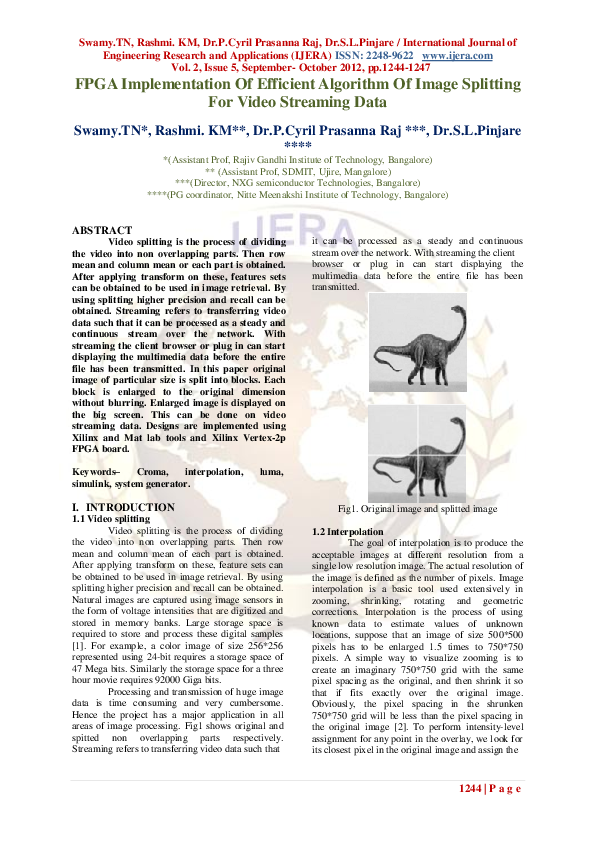 Pdf Fpga Implementation Of Efficient Algorithm Of Image Splitting For