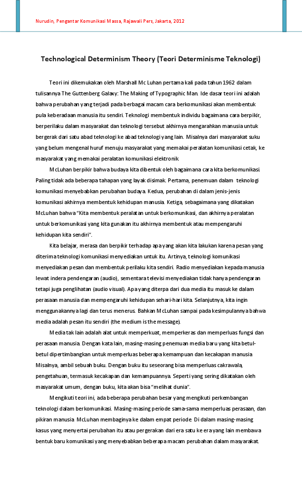 (PDF) Teori Determinisme Teknologi (Technological Determinism Theory)