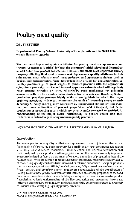 (PDF) Poultry meat quality