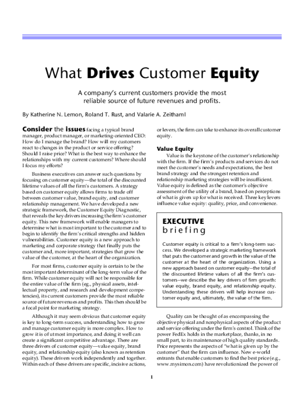 (PDF) What Drives Customer Equity