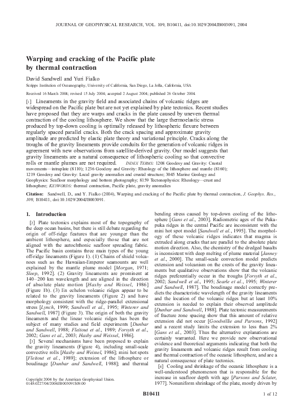 (PDF) Warping and cracking of the Pacific plate by thermal contraction ...