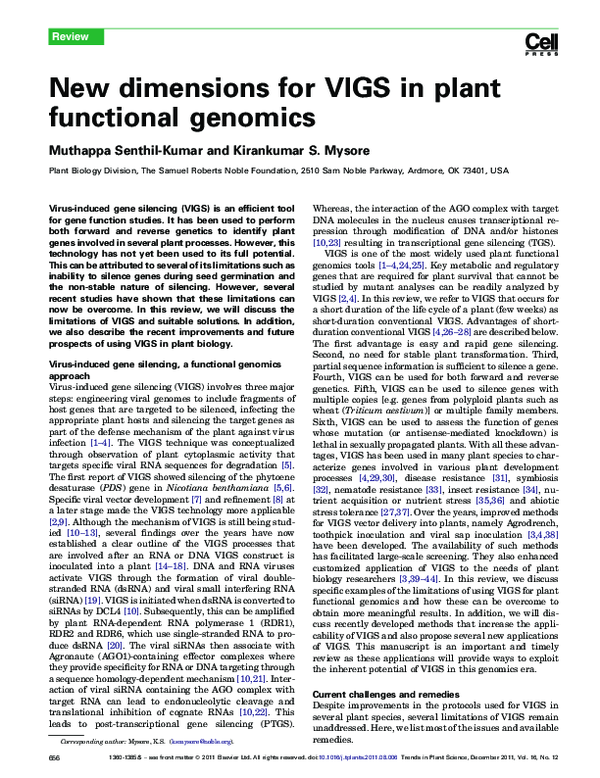 Pdf New Dimensions For Vigs In Plant Functional Genomics