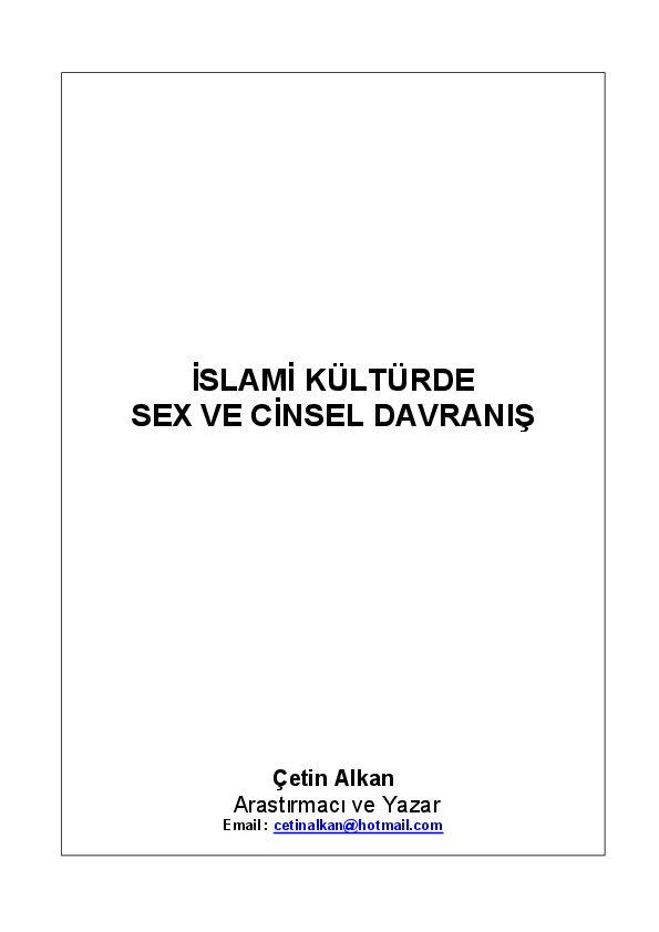 Pdf İslami Kültürde Sex Ve Cinsel Davranış