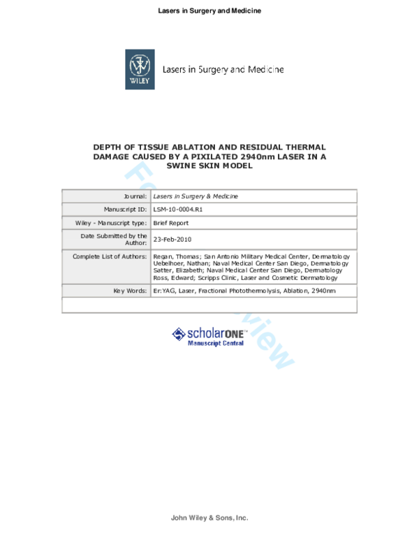 (PDF) Depth tissue ablation pixilated 2940nm
