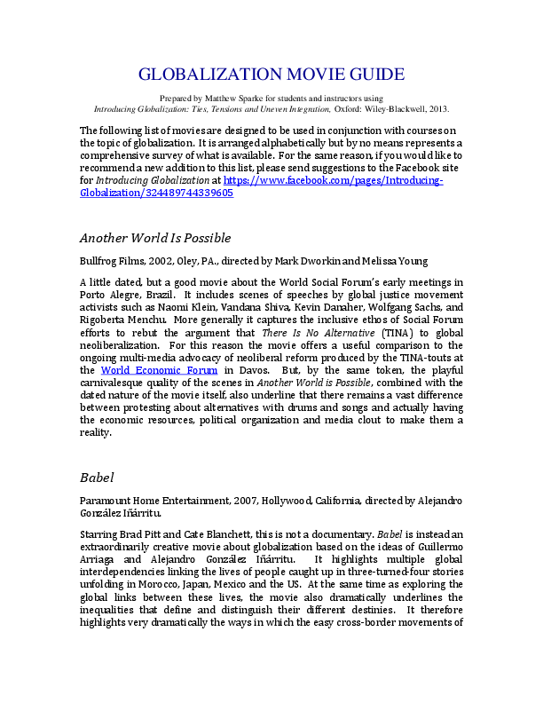 (DOC) Globalization at the Movies
