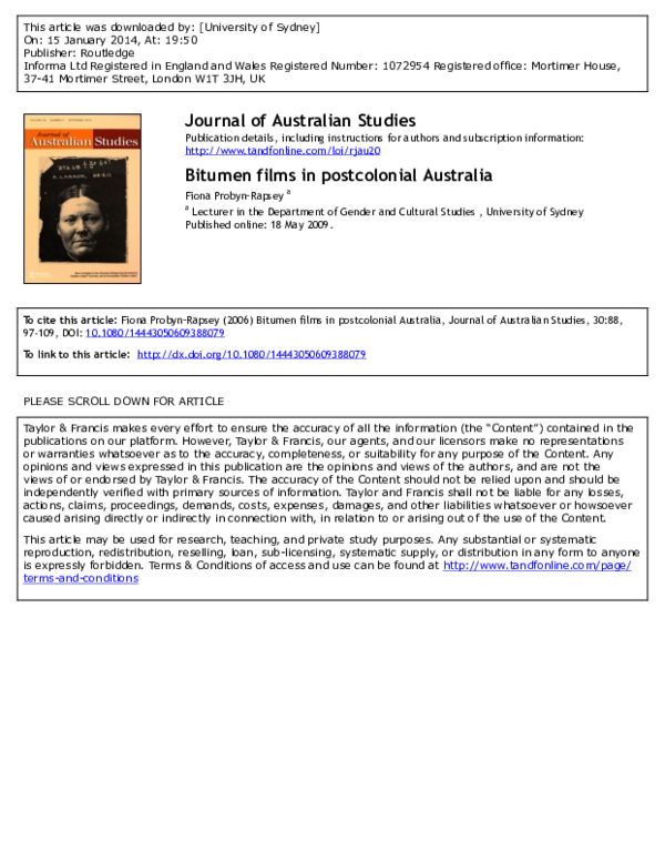 (PDF) Bitumen films in postcolonial Australia