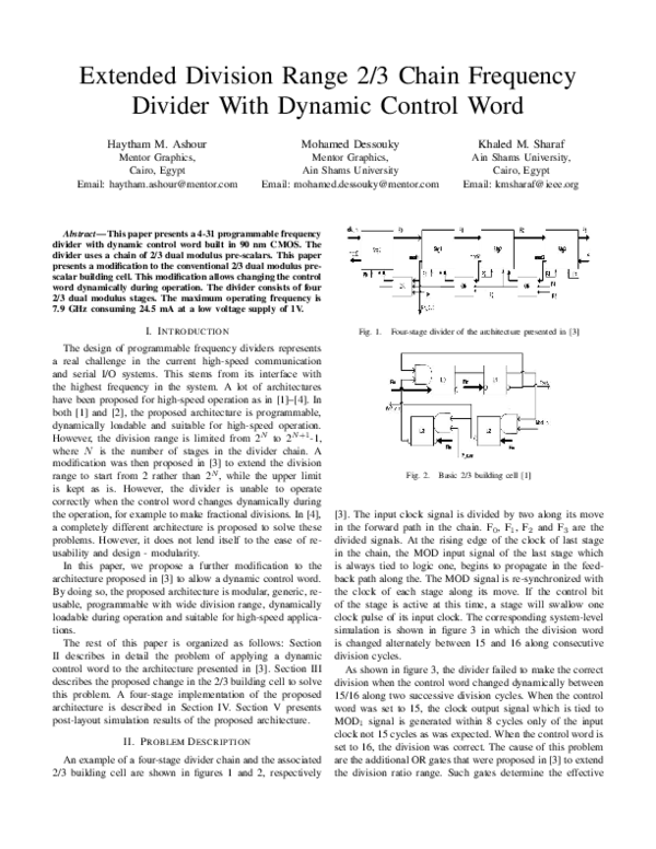 (PDF) Extended Division Range 2/3 Chain Frequency Divider With Dynamic ...