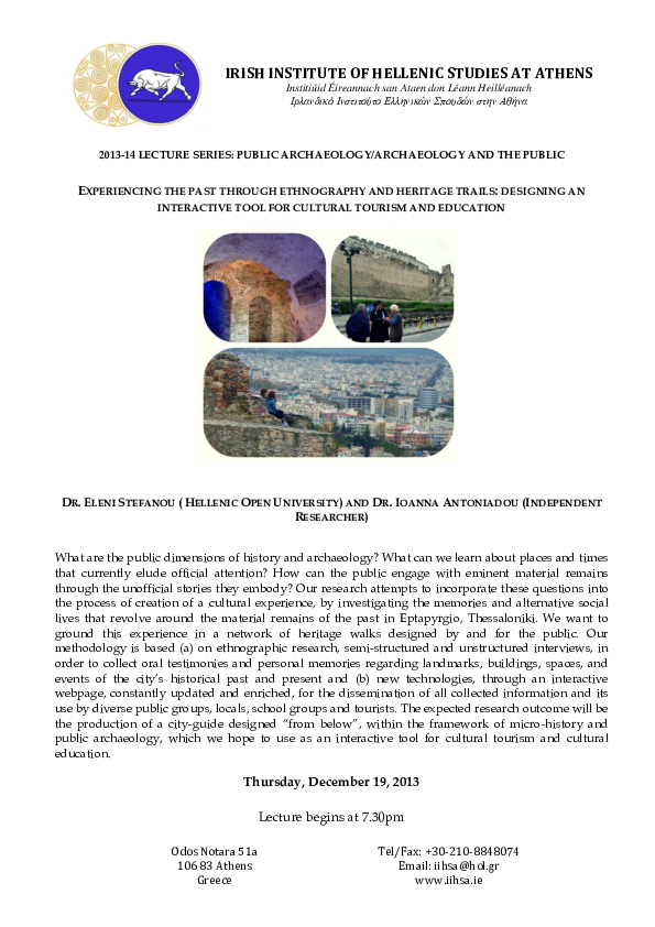 (PDF) Experiencing the past through ethnography and heritage trails: designing an interactive ...