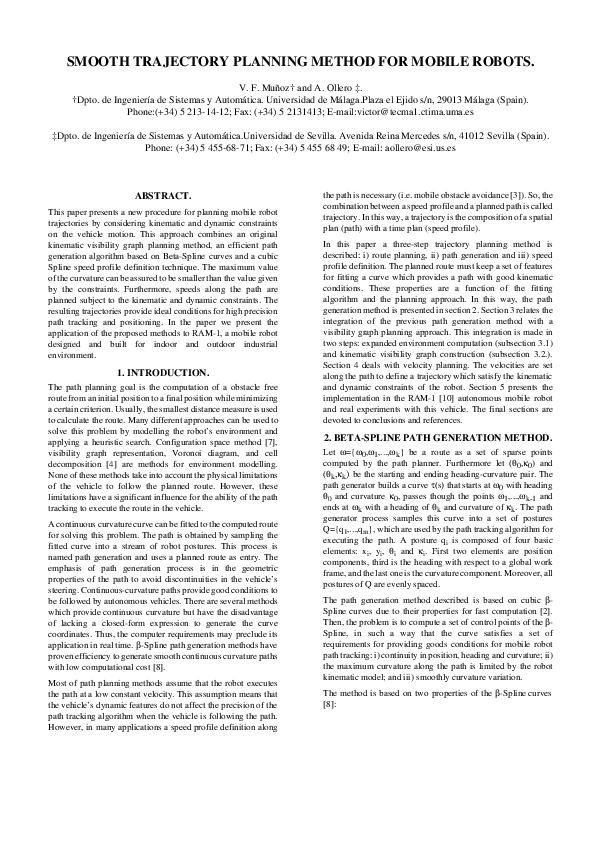 (PDF) SMOOTH TRAJECTORY PLANNING