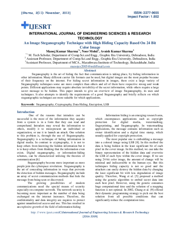 Pdf An Image Steganography Technique With High Hiding Capacity Based