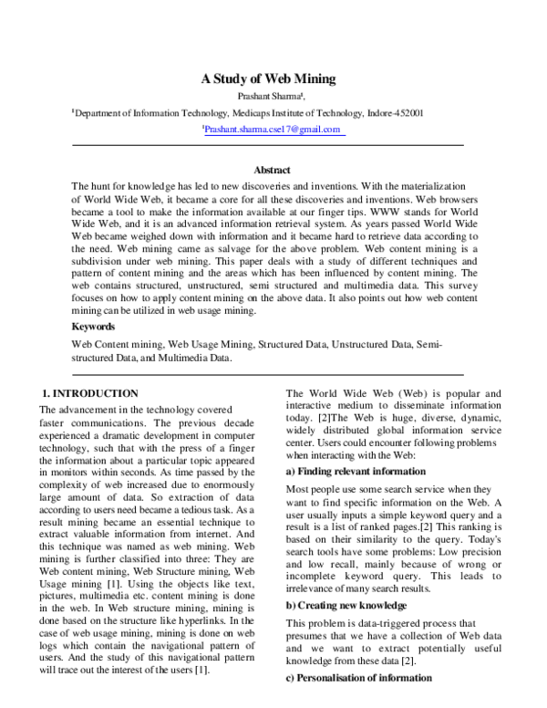 (PDF) A Study of Web Mining.