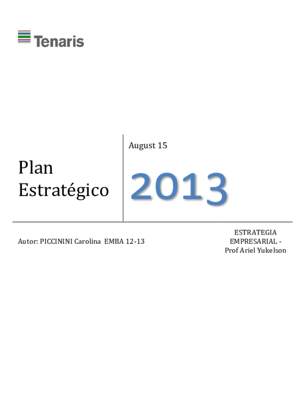 (PDF) Plan Estratégico Autor: PICCININI Carolina EMBA 12-13 ESTRATEGIA ...