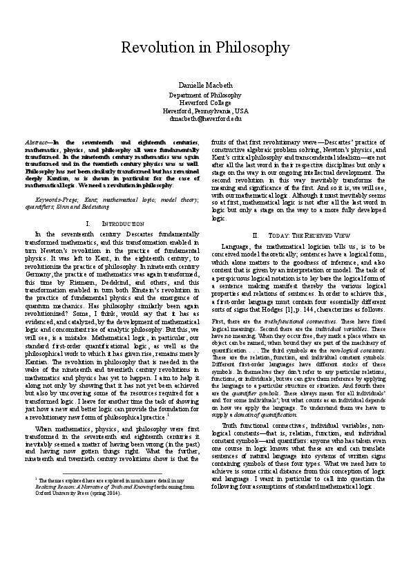 (PDF) Revolution in Philosophy