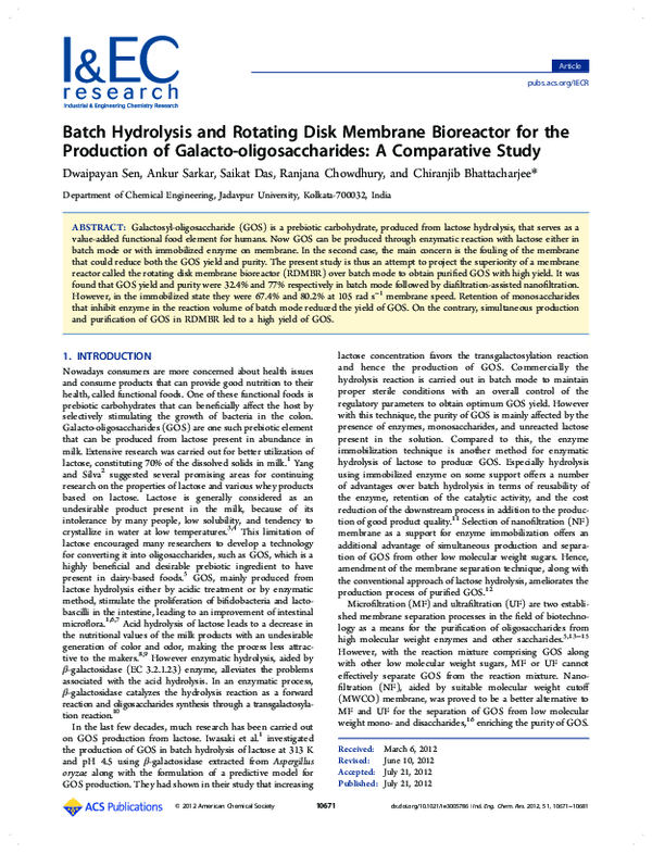 (PDF) Batch Hydrolysis and Rotating Disk Membrane Bioreactor for the ...