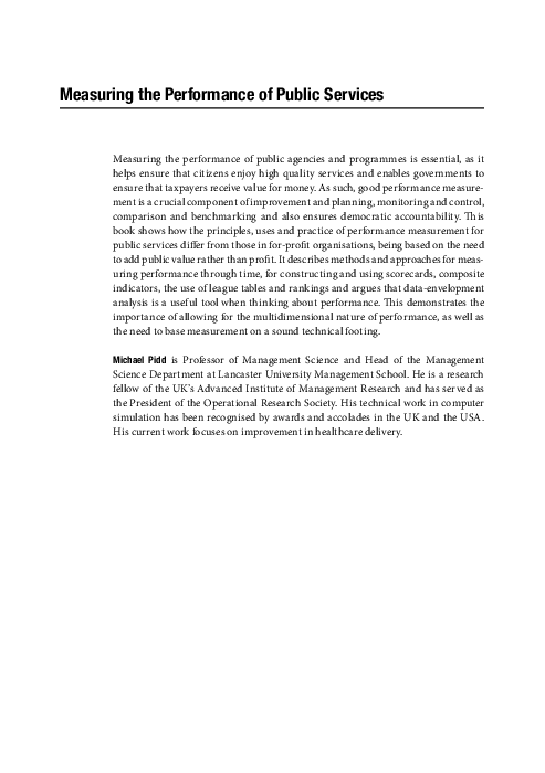 (PDF) Measuring The Performance of Public Service