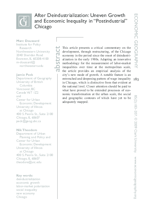 (PDF) After Deindustrialization: Uneven Growth and Economic Inequality ...