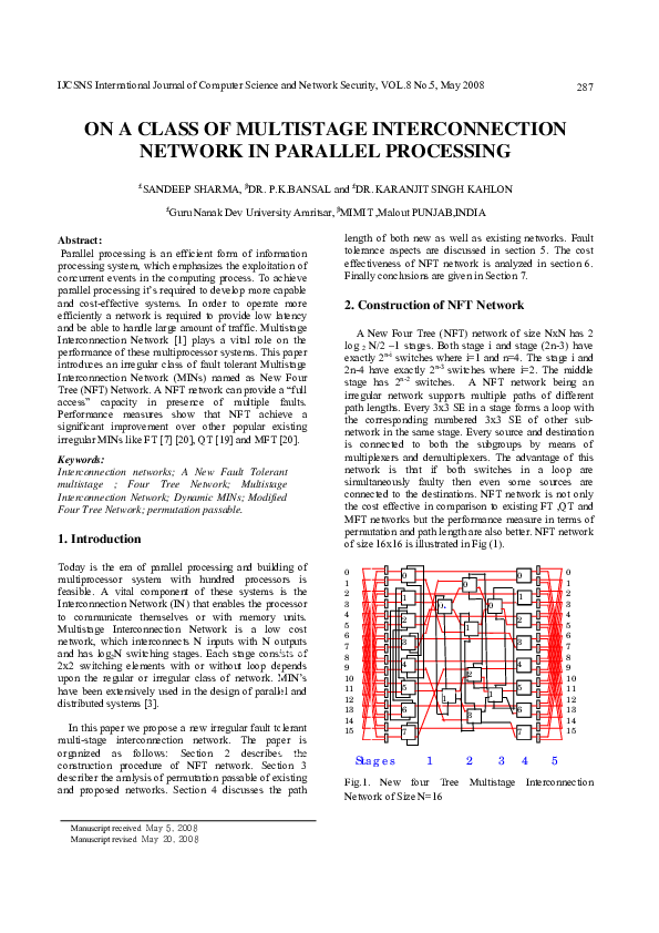 (PDF) ON A CLASS OF MULTISTAGE INTERCONNECTION NETWORK IN PARALLEL PROCESSING