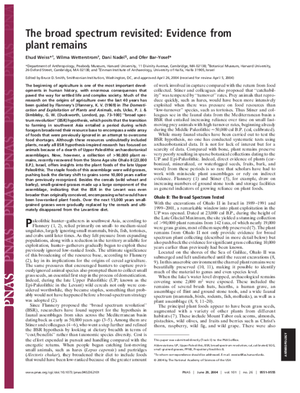 (PDF) Weiss et al PNAS 2004 The Broad Spectrum Revolution revisited ...