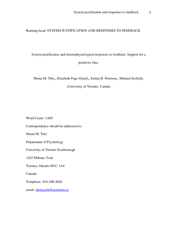 (DOC) System justification and electrophysiological responses to ...
