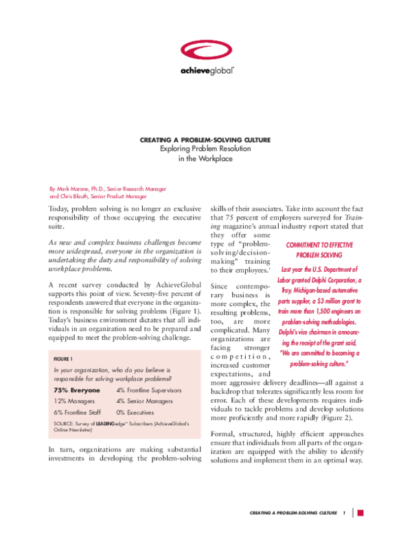 (PDF) CREATING A PROBLEM-SOLVING CULTURE 1