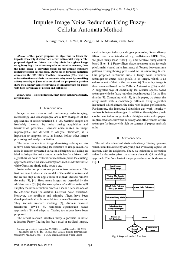 Pdf Impulse Image Noise Reduction Using Fuzzy Cellular Automata Method