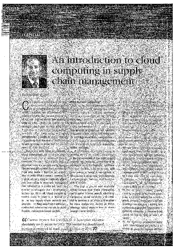 (PDF) An introduction to cloud computing in supply chain management