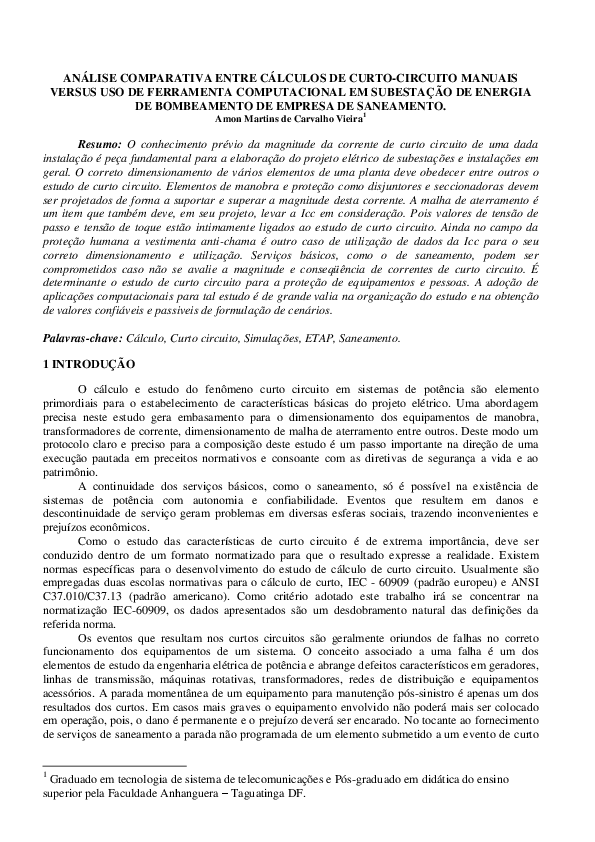 Short circuit calculations by IEC - Cálculo de curto circuito IEC.