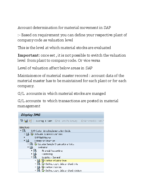 (DOC) Account determination for material movement in SAP