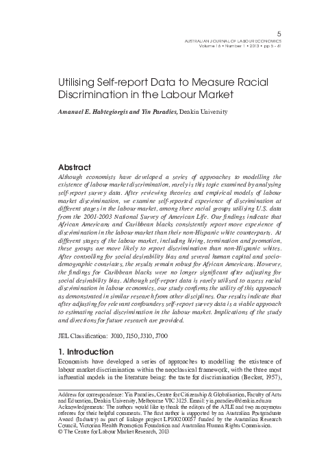 (PDF) Utilising Self-report Data to Measure Racial Discrimination in ...