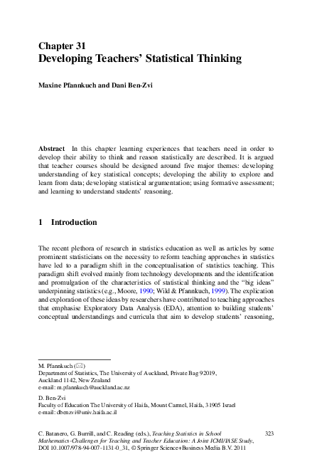 (PDF) Developing Teachers' Statistical Thinking