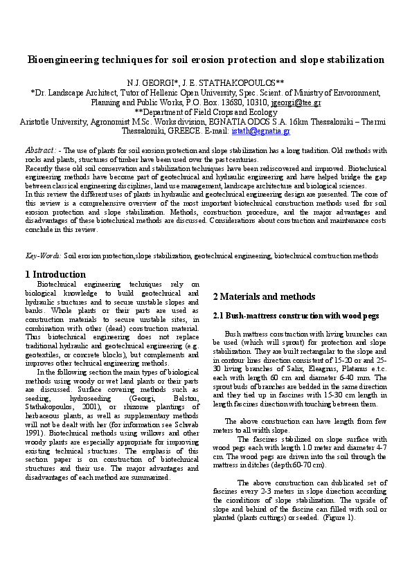 (PDF) Bioengineering Techniques for Soil Erosion Protection and Slope ...