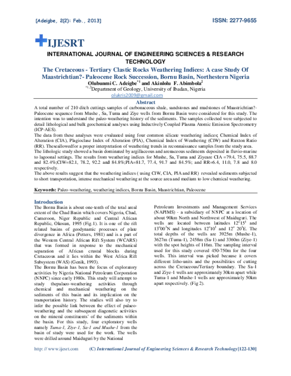 (PDF) The Cretaceous - Tertiary Clastic Rocks Weathering Indices: A ...