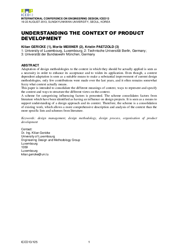 (PDF) UNDERSTANDING THE CONTEXT OF PRODUCT DEVELOPMENT