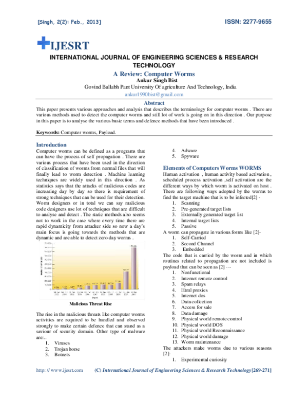 Pdf Review Computer Worms