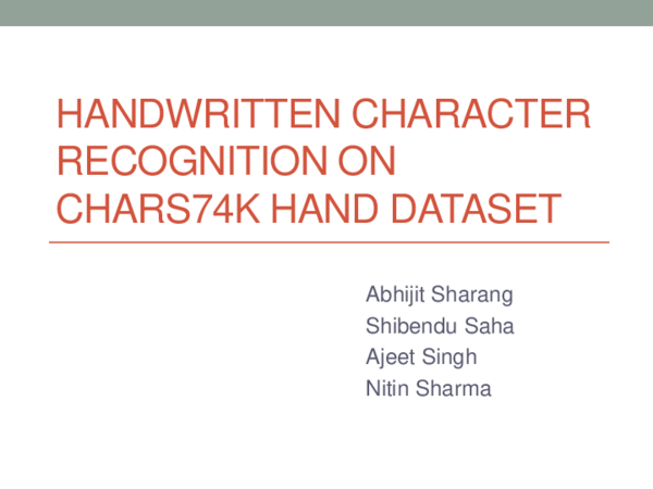 (PPT) Handwritten character recognition on chars74k hand dataset