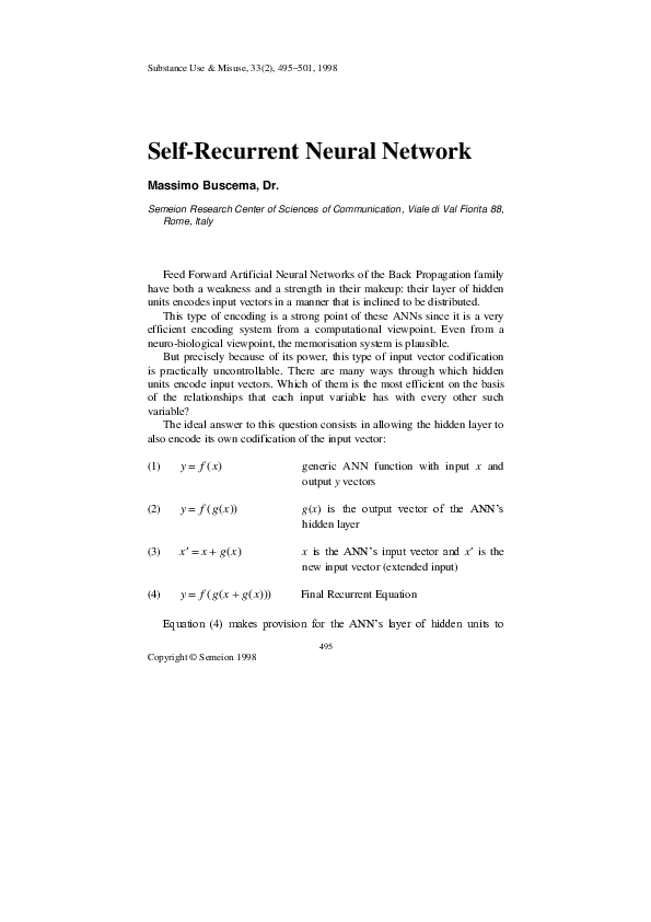 (PDF) Self-Recurrent Neural Network