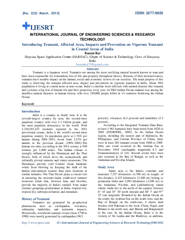 (PDF) Introducing Tsunami, Affected Area, Impacts and Prevention on ...