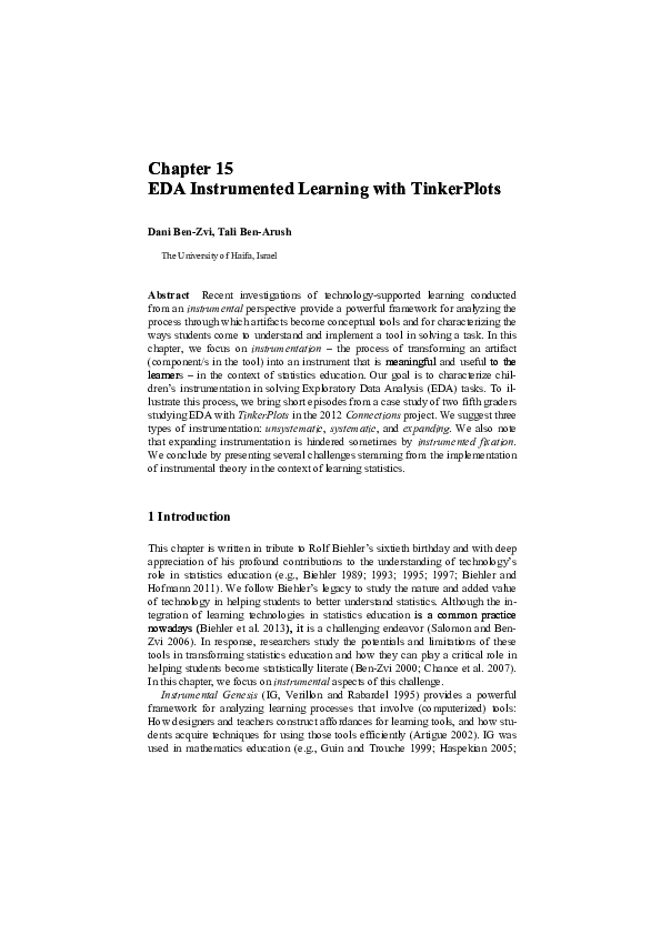 (PDF) EDA instrumented learning with TinkerPlots