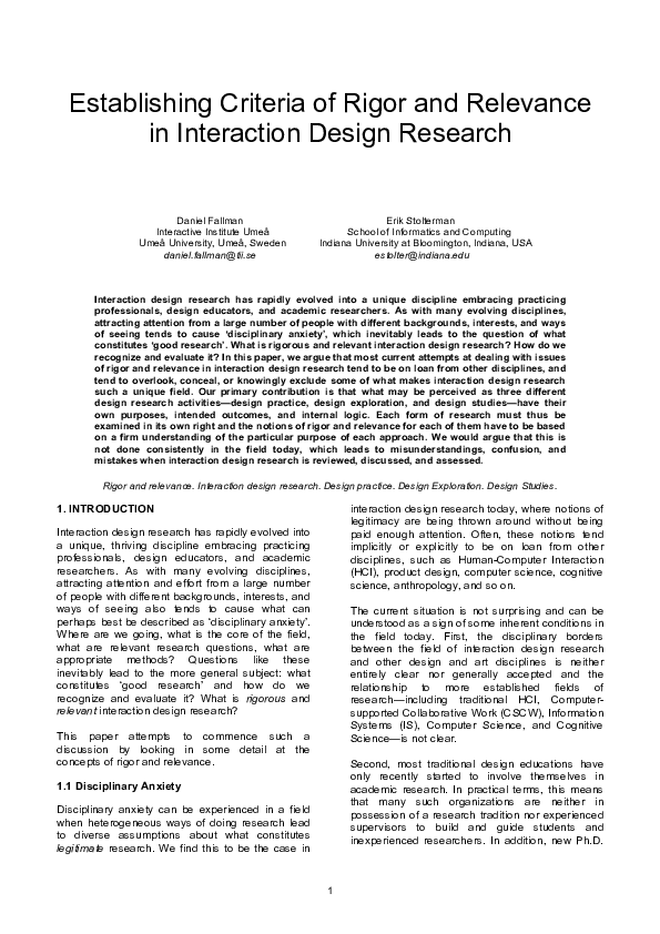 (PDF) Establishing Criteria of Rigor and Relevance in Interaction ...
