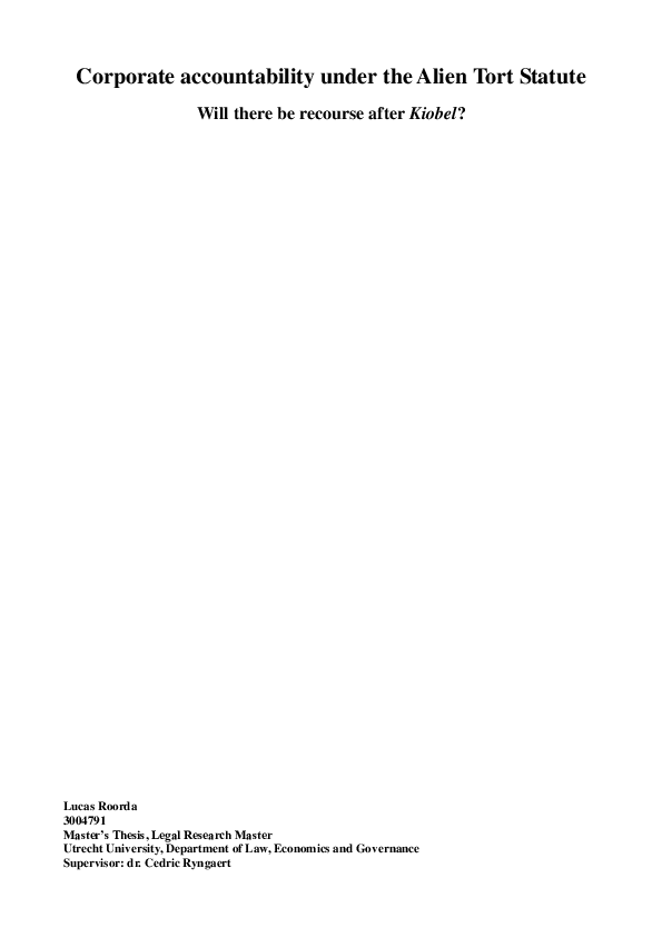 (PDF) Corporate Accountability and the Alien Tort Statute