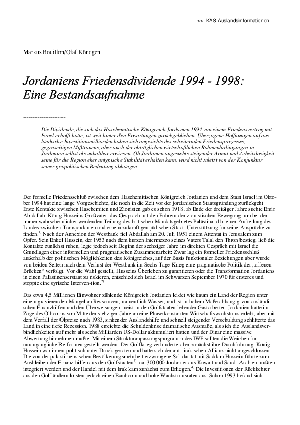 (PDF) Markus E. Bouillon und Olaf Koendgen, "Jordaniens ...