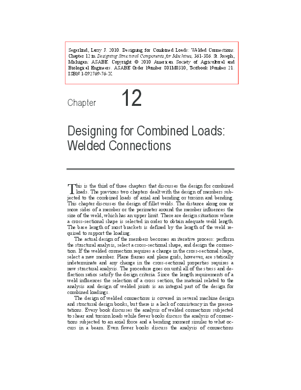 (PDF) Chapter 12 Designing for Combined Loads: Welded Connections