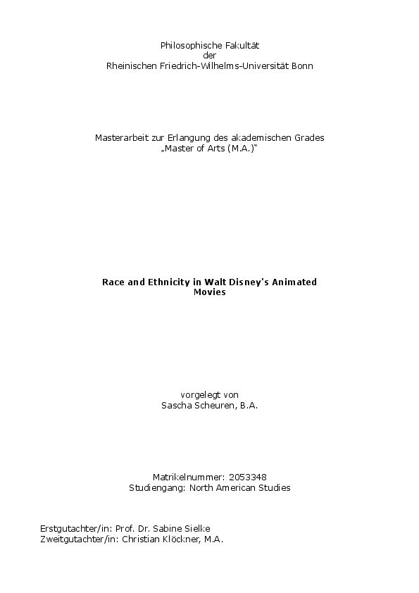 Race and Ethnicity in Walt Disney's Animated Movies