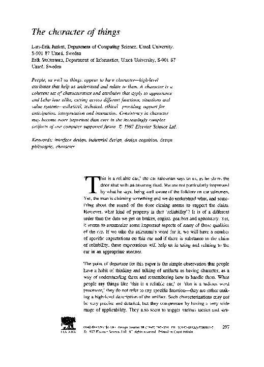 (PDF) The character of things